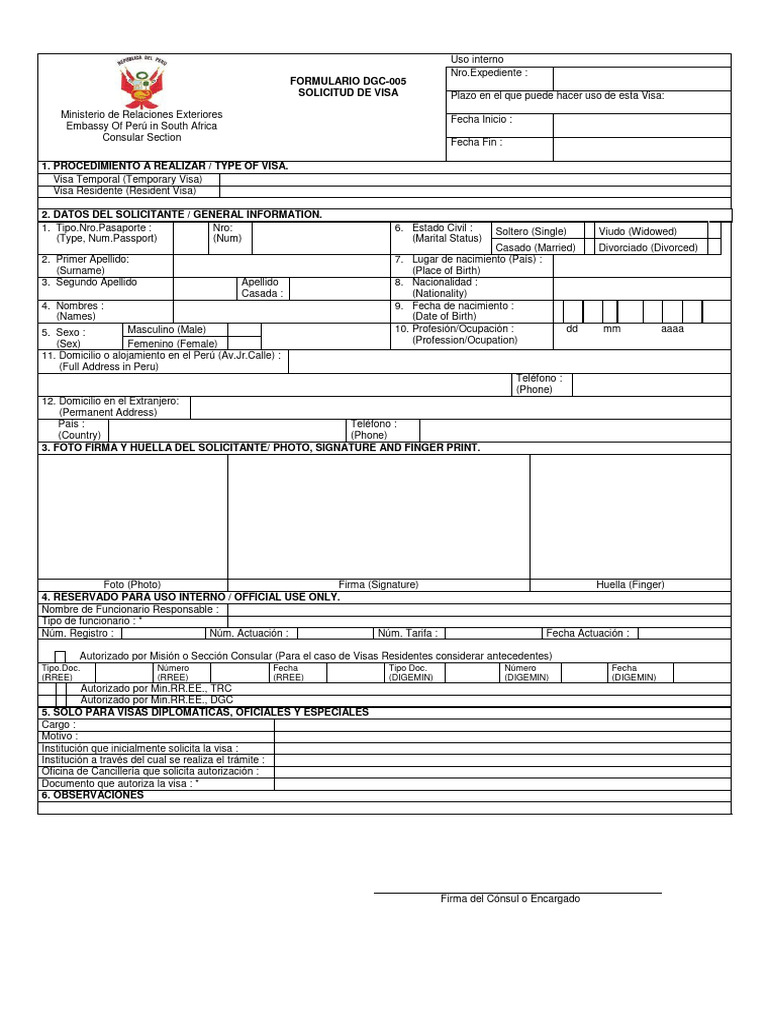 Visa Application Form | PDF