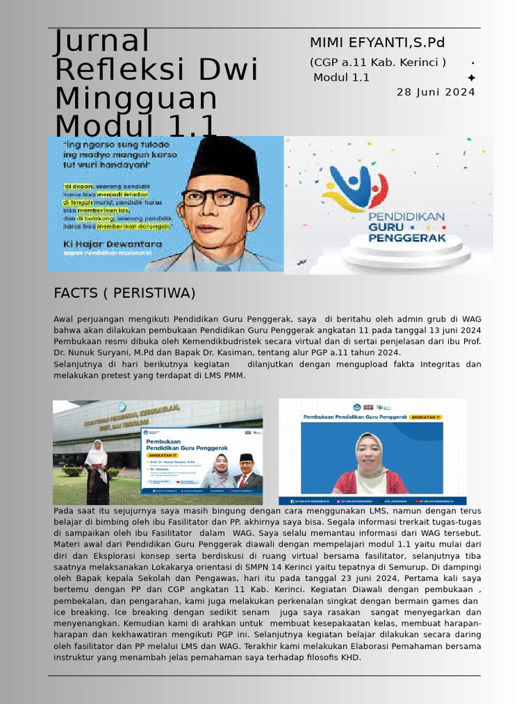 Jurnal Dwi Mingguan Mimi Efyanti | PDF
