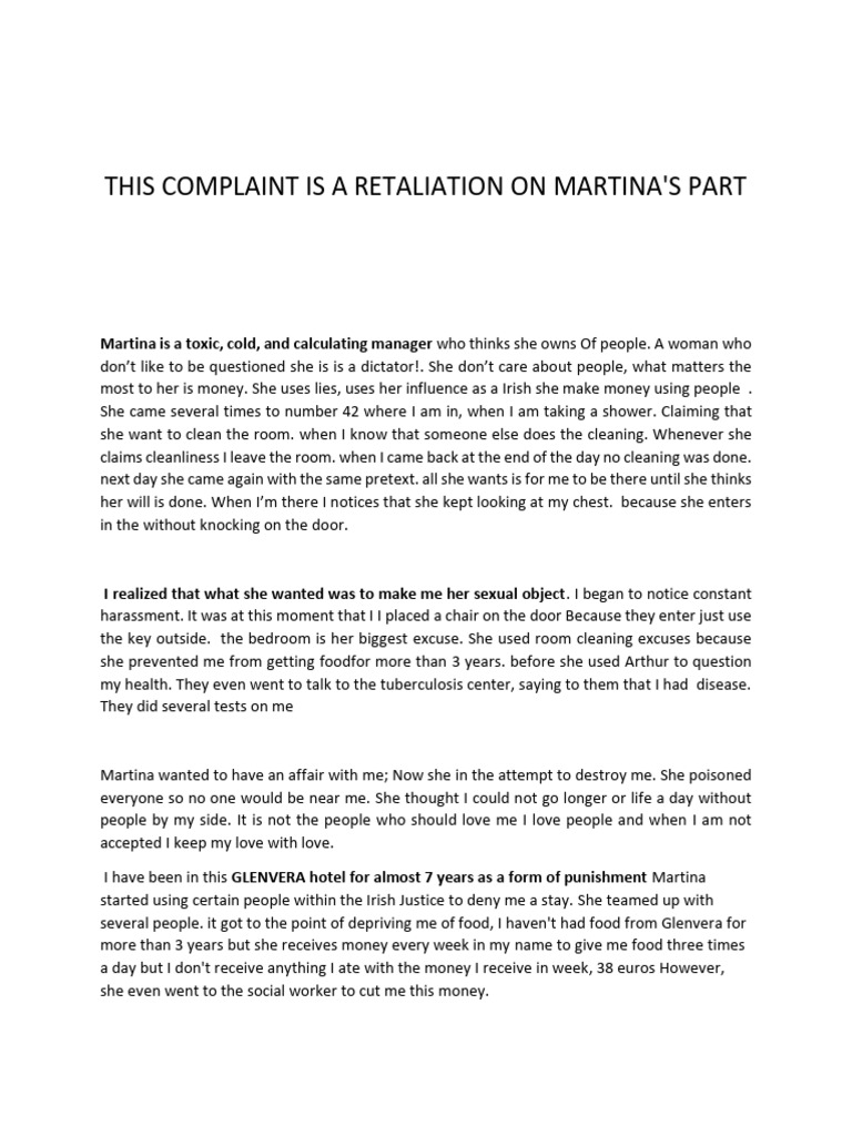 0 - THIS COMPLAINT IS A RETALIATION ON MARTINA Ok | PDF