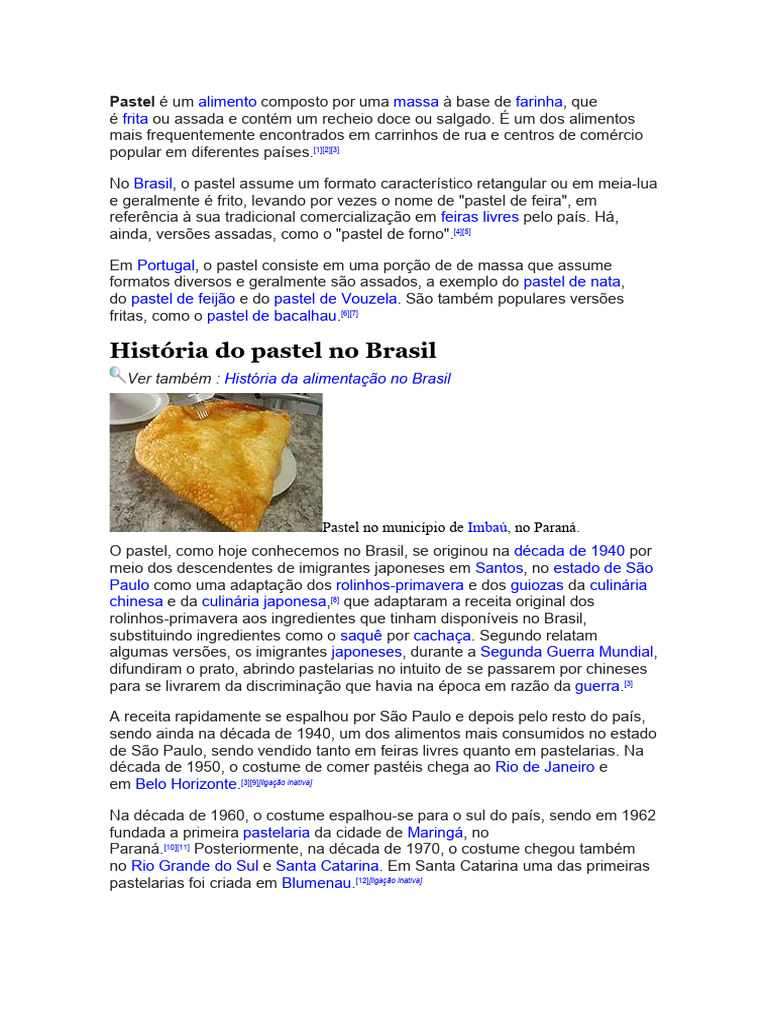 Conteudo de Historia Do Pastel | PDF