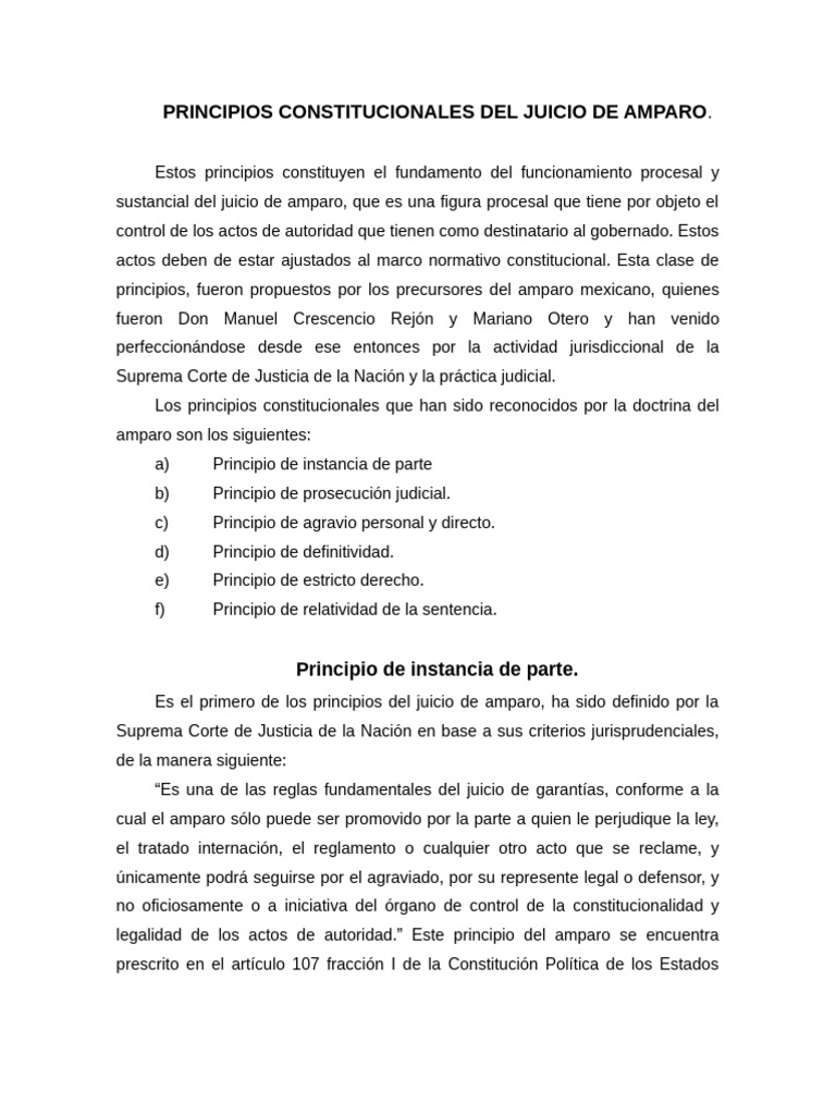 PRINCIPIOS CONSTITUCIONALES DEL JUICIO DE AMPARO | PDF