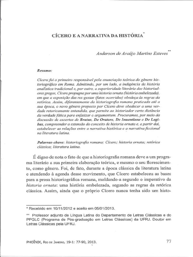 Texto 03 - ESTEVES, Anderson de Araújo Martins. Cícero e A Narrativa Da ...