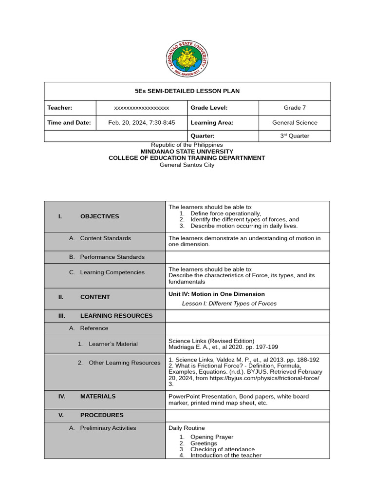Grade 7 Science Lesson Lesson Plan (L1P1) | PDF