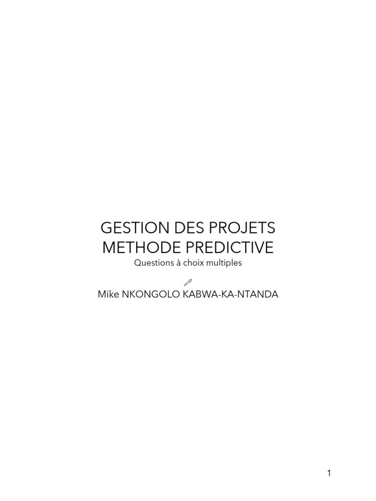 Questions A Choix Multiples Methode Predictive | PDF