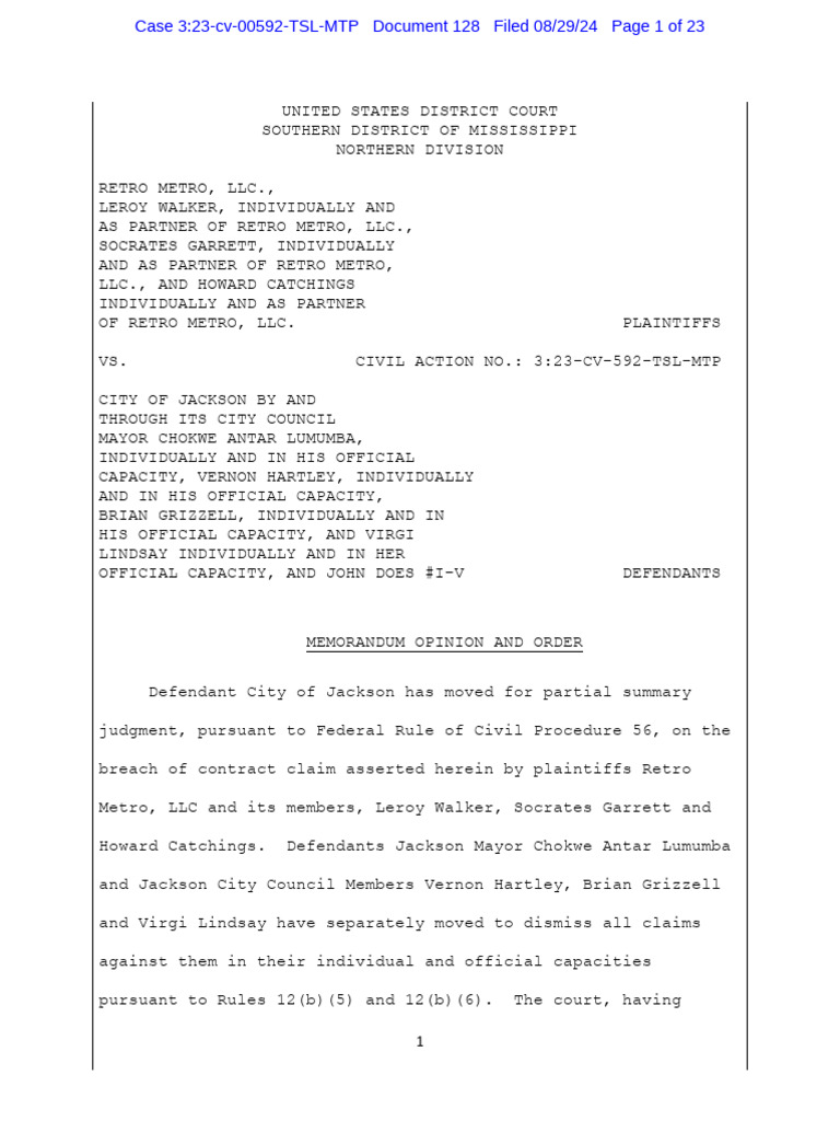 Retro Metro Order | PDF | Complaint | Lawsuit