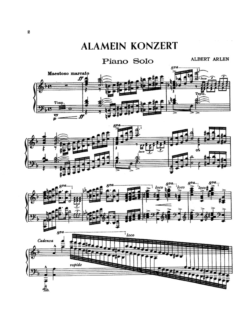 ARLEN, ALBERT - El Alamein Piano Concerto | PDF