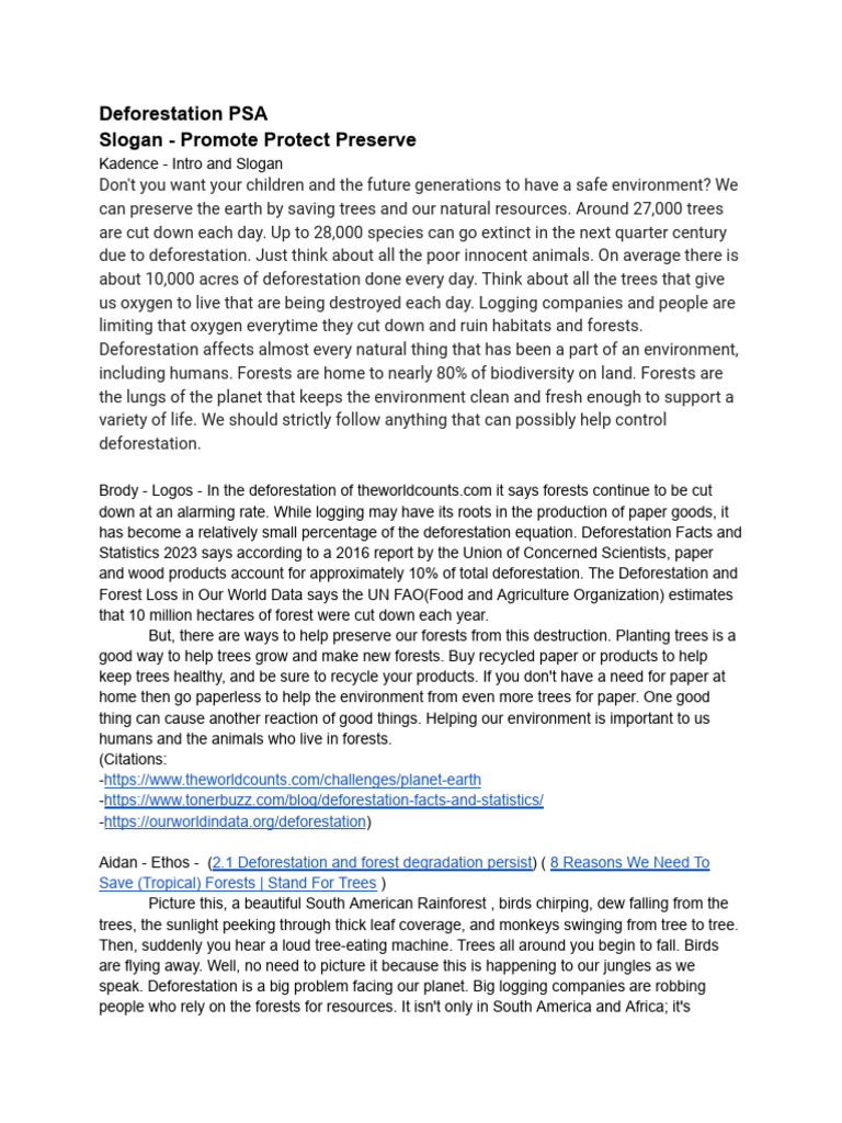 Desforestation PSA | PDF