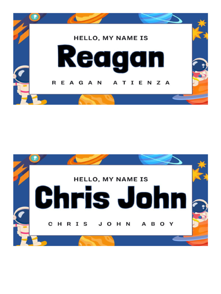 Boys Name Tag | PDF