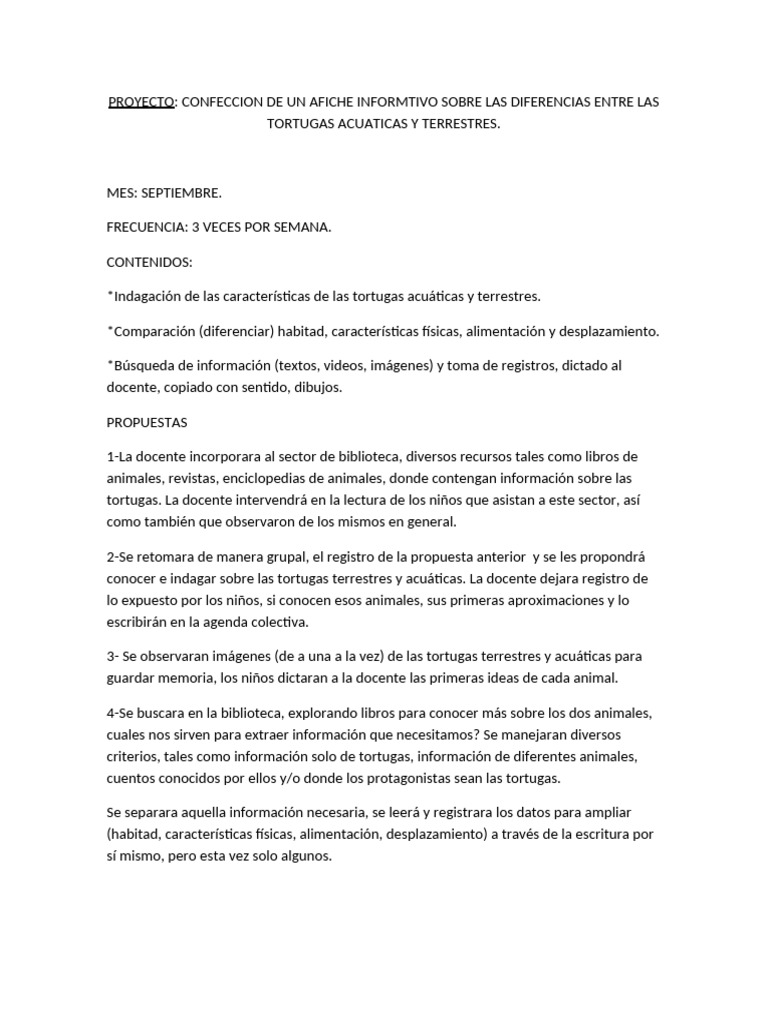 PROYECTO Tortugas | PDF