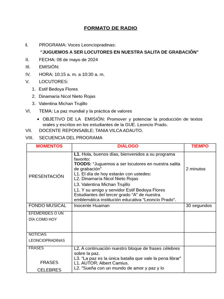 Formato de Radio | PDF