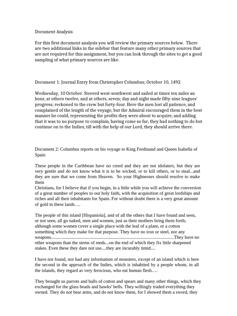 APUSH DocAnalysis NativeEuroExplore PDF | PDF | Christopher Columbus ...