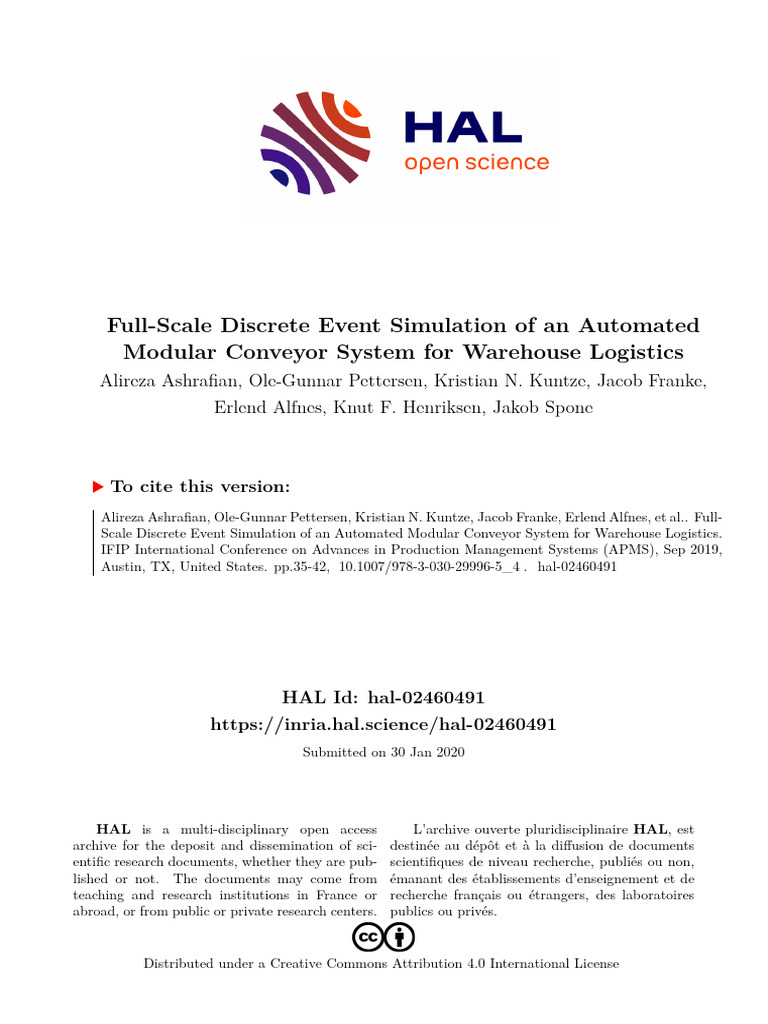 Full-Scale Discrete Event Simulation of An Automated Modular Conveyor System For Warehouse ...
