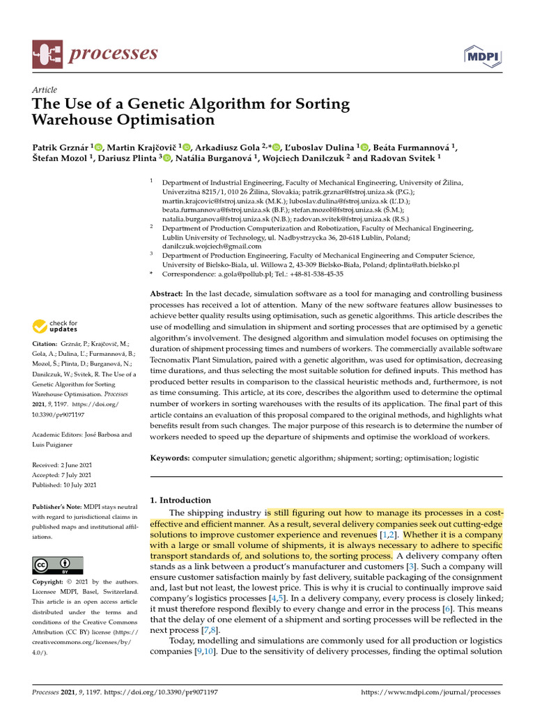 The Use of a Genetic Algorithm for Sorting | PDF