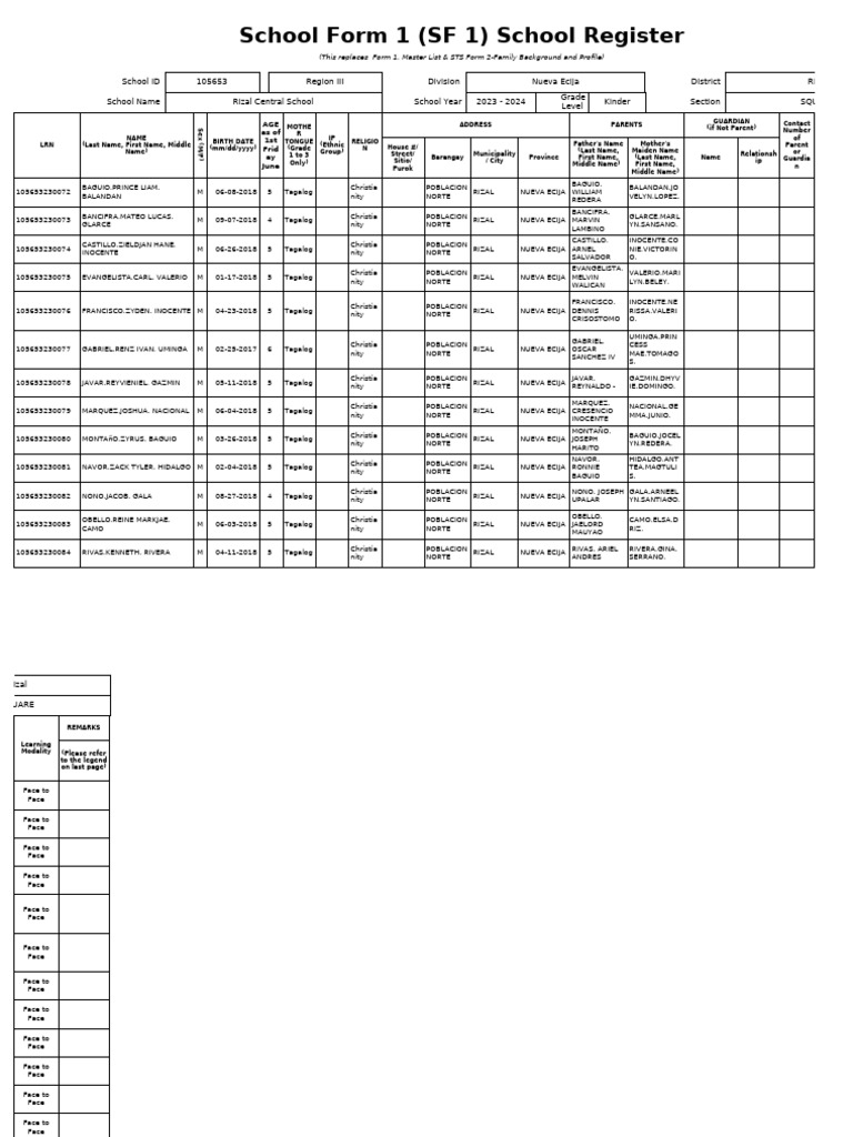 Sf1 2023 Kinder - Square | PDF