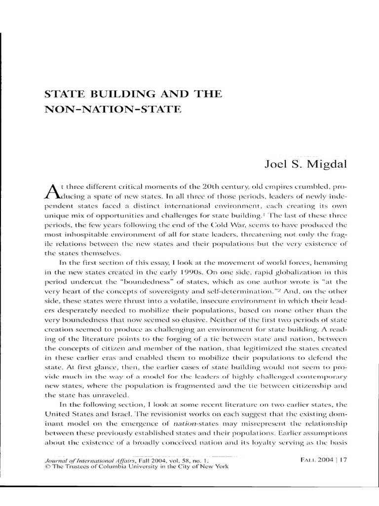 3-Migdal, 2004-State Building and The Non-Nation-State | PDF