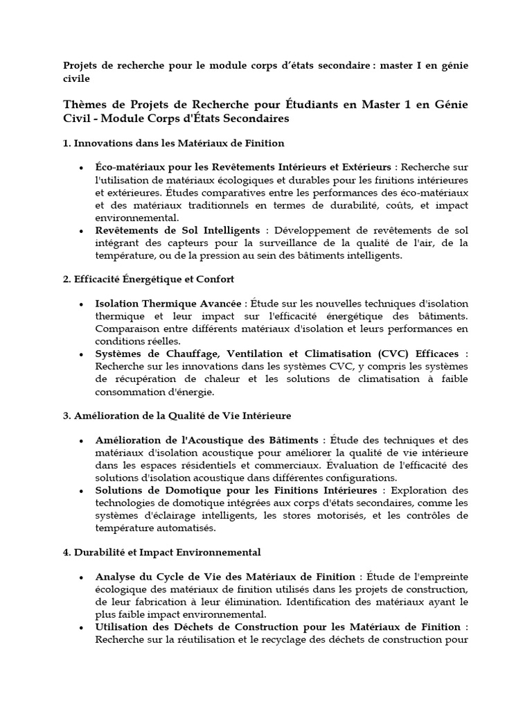 Projets de Recherche Pour Le Module Corps D | PDF