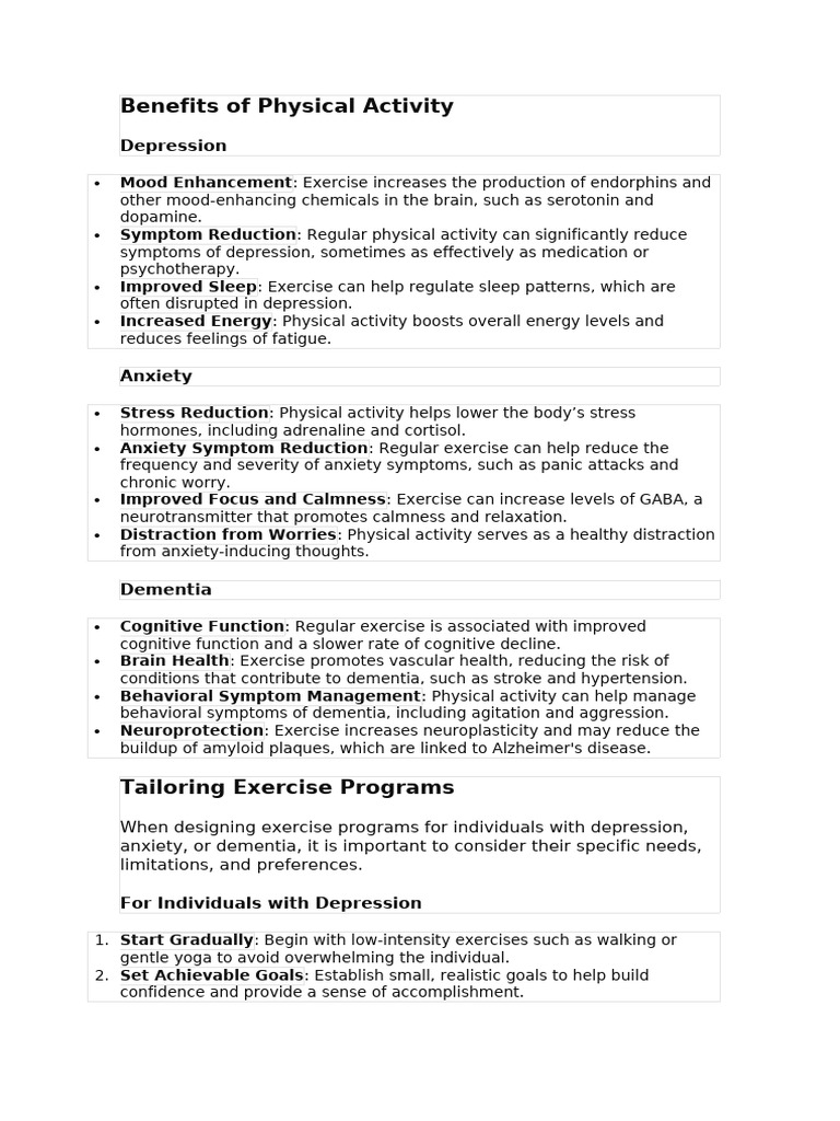 Benefits of Physical Activity | PDF