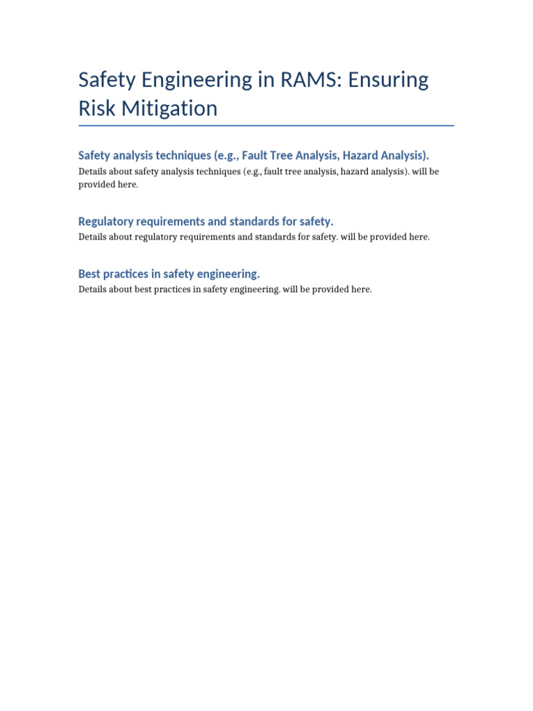 Safety Engineering in RAMS: Ensuring Risk Mitigation | PDF