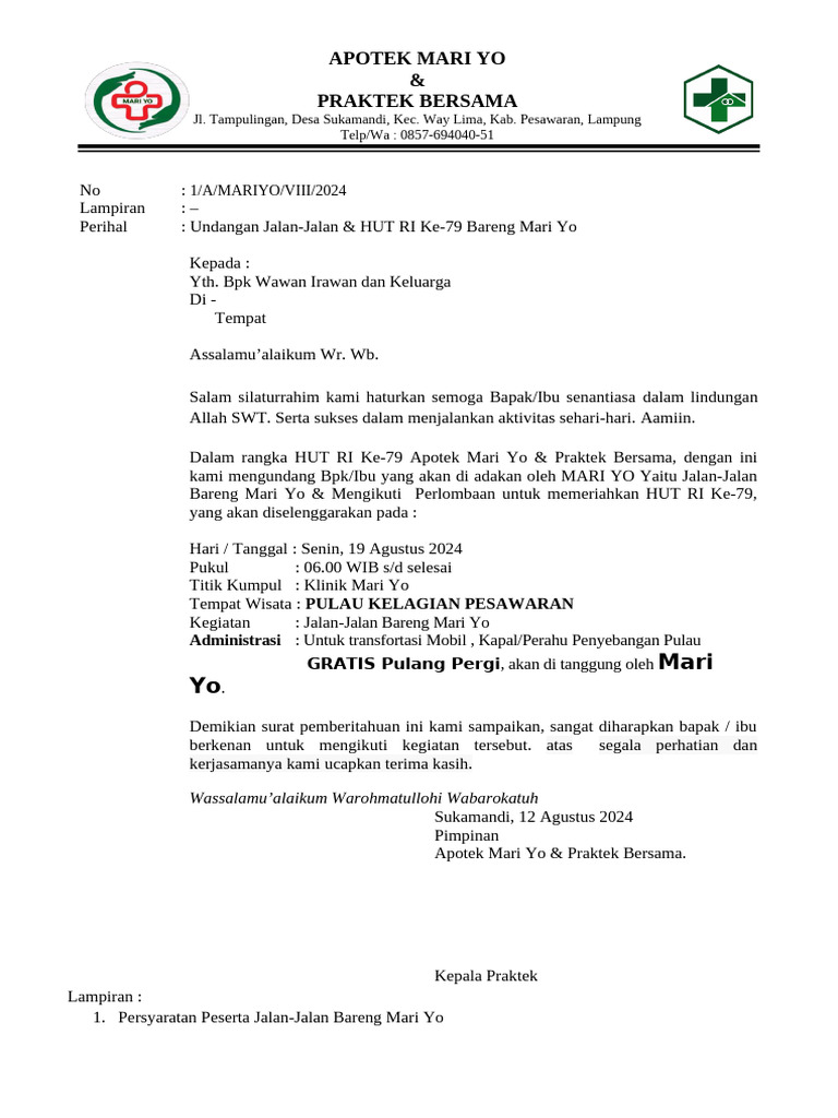 Surat UndanganTn - Wawan Irawan | PDF