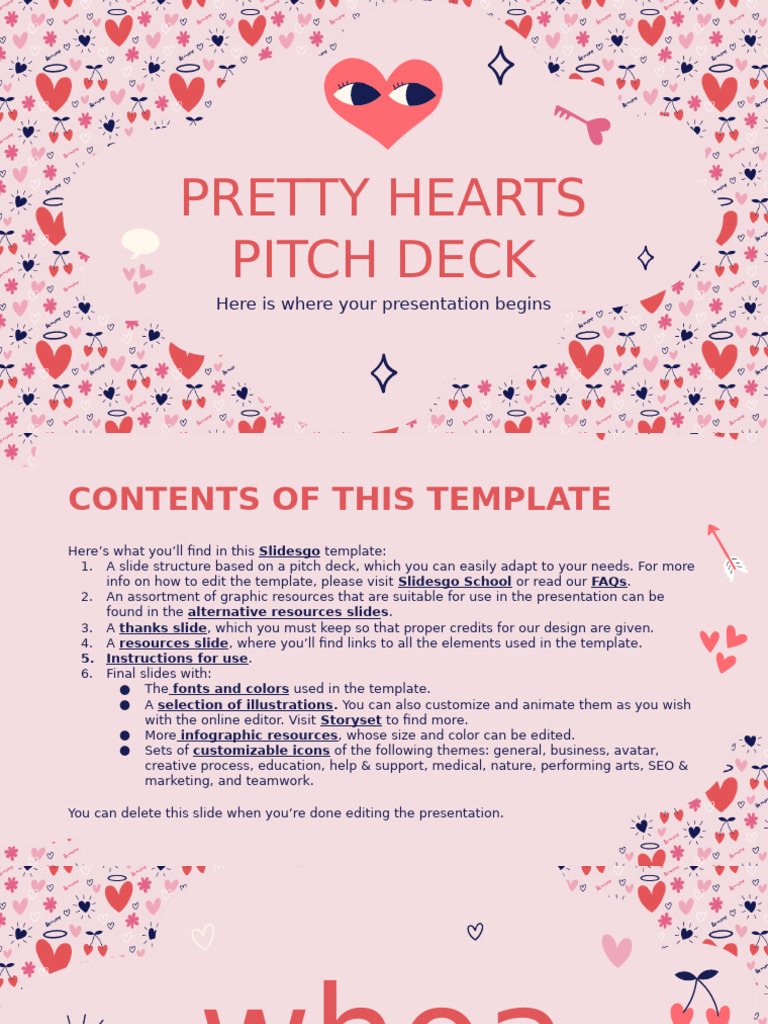 Pretty Hearts Pitch Deck by Slidesgo | PDF