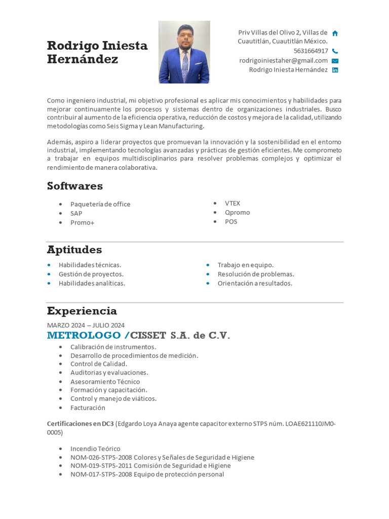 Curriculum Rodrigo Iniesta | PDF