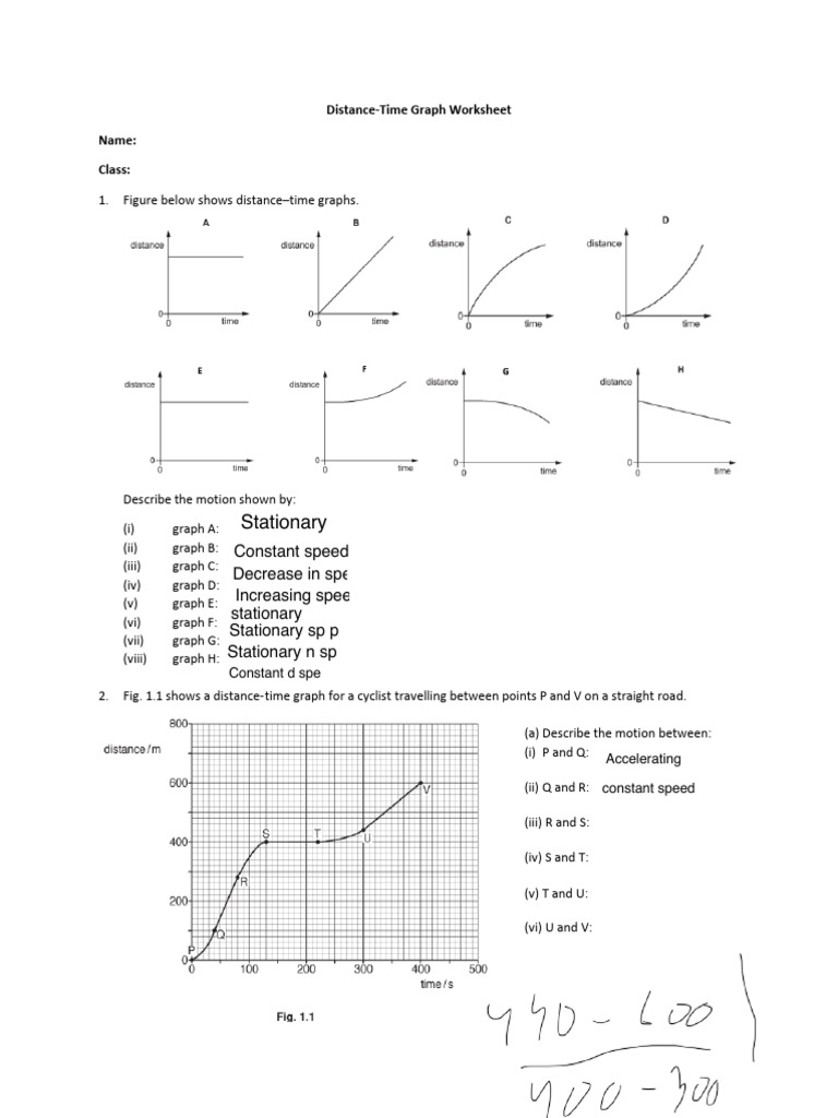Distance-Time Graph Worksheet 2 | PDF