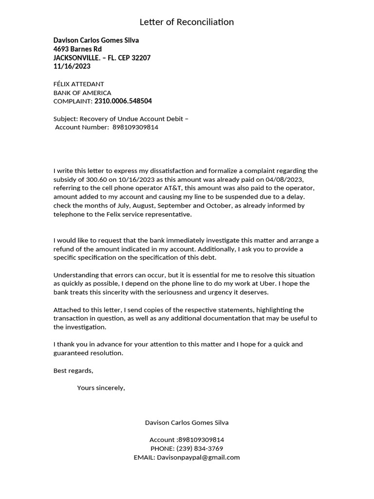 Letter of Reconciliation New | PDF