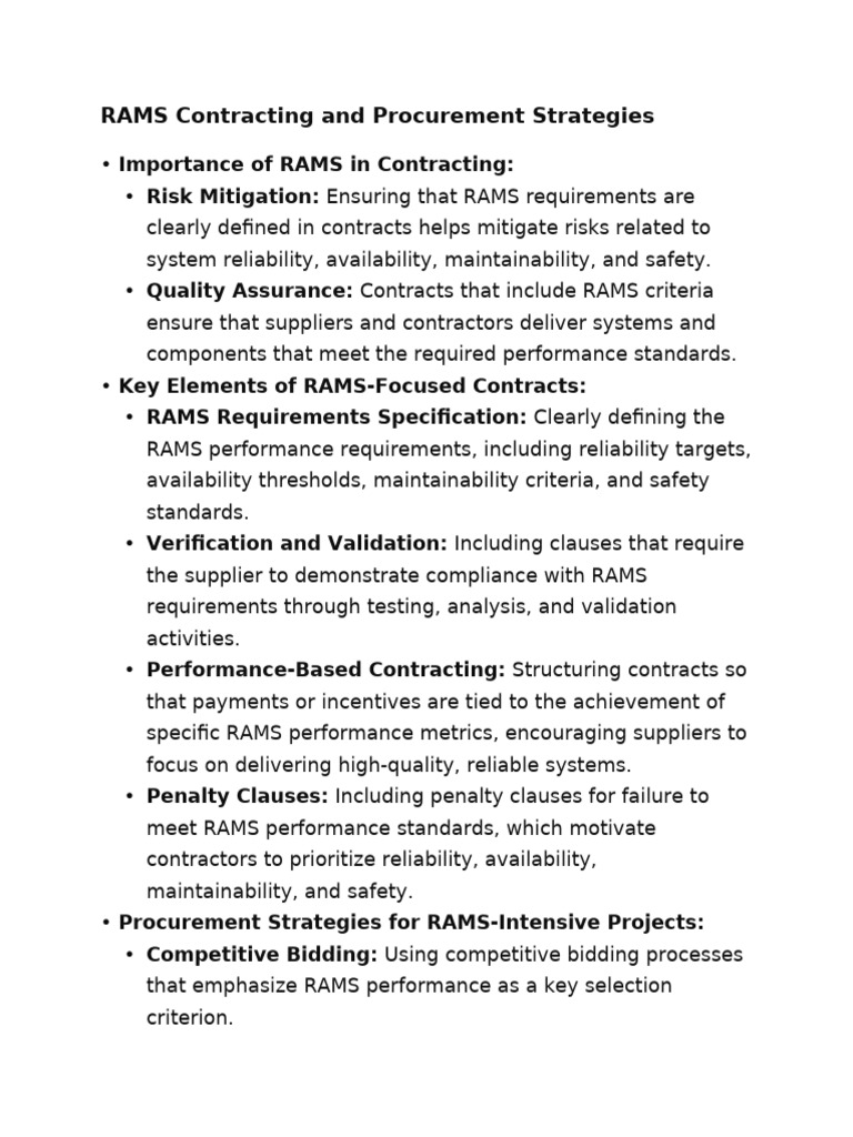 RAMS Contracting and Procurement Strategies | PDF