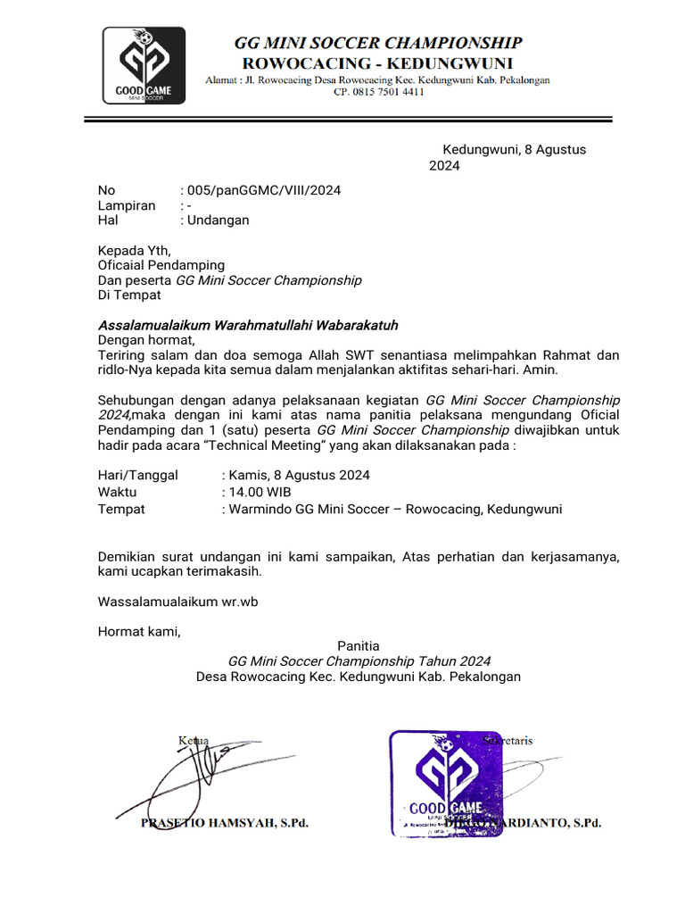 Contoh SURAT UNDANGAN TM | PDF