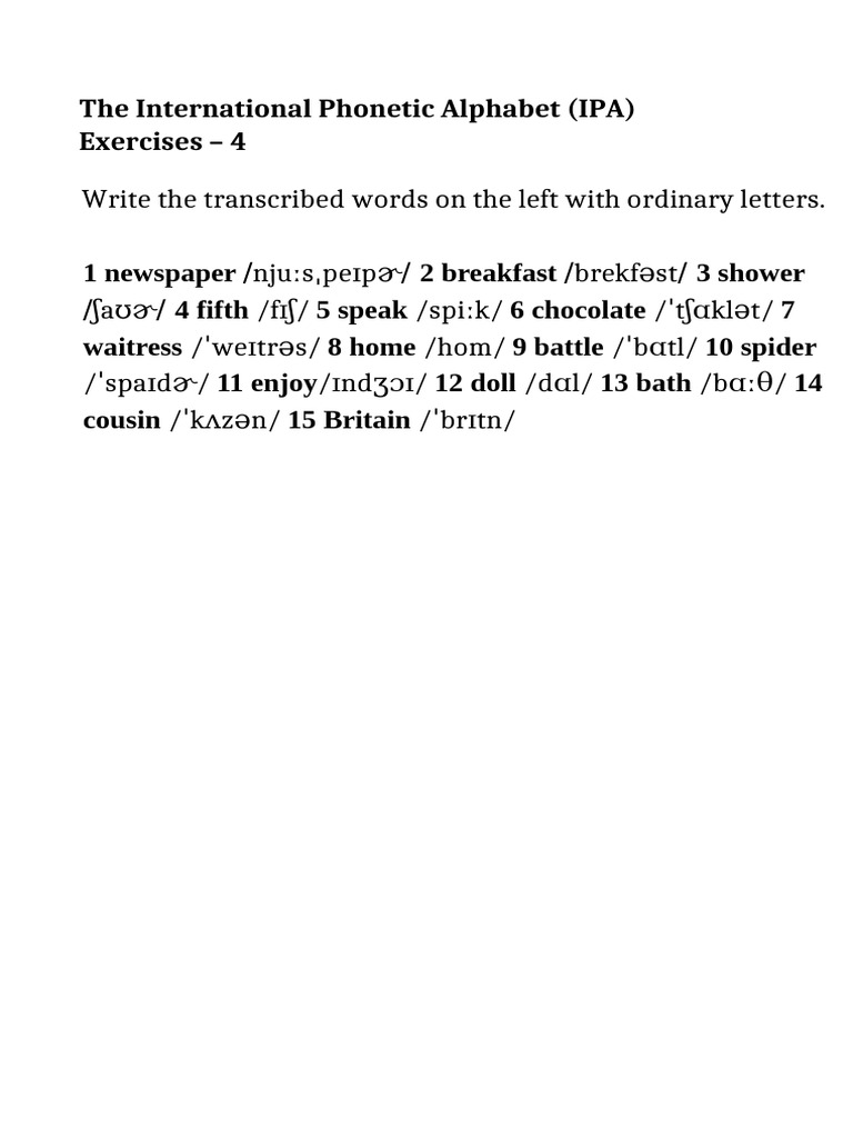 Ipa Exercises 4 1 Key | PDF