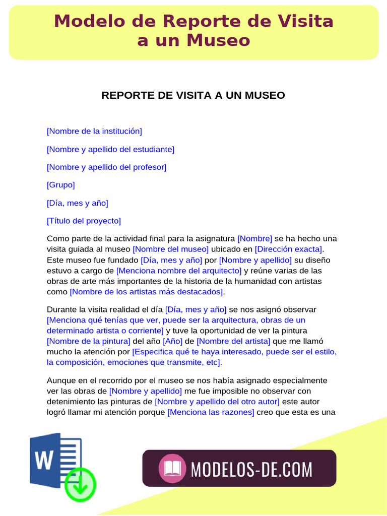 Modelo de Reporte de Visita A Museo | PDF
