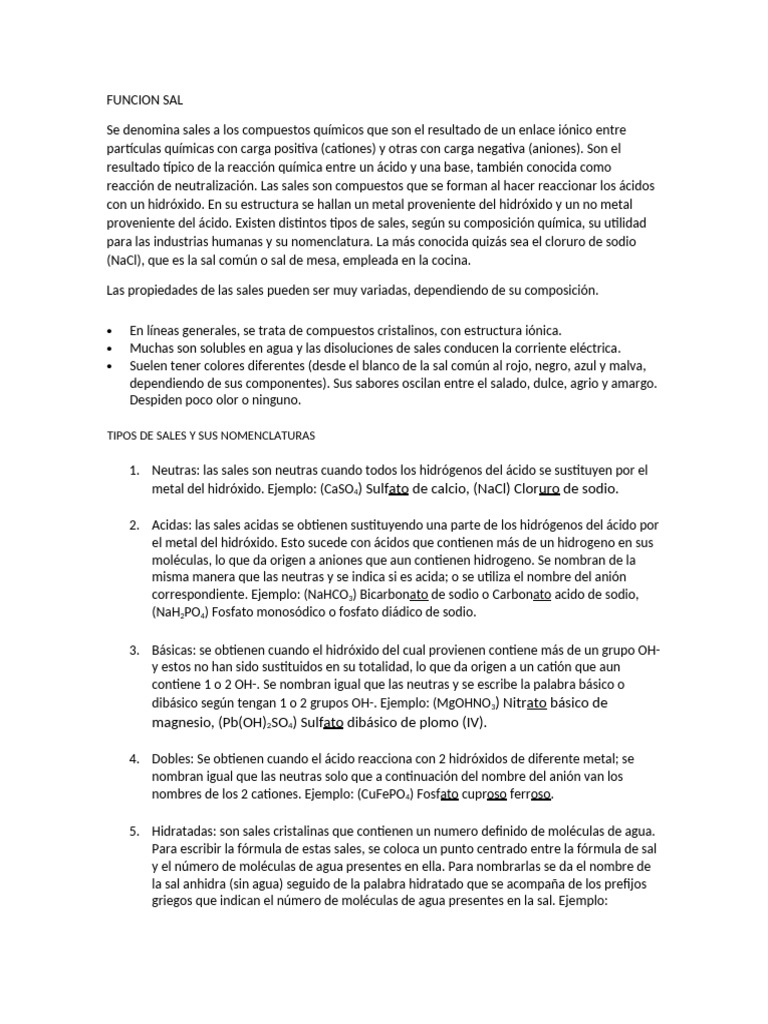 Funcion Sal | PDF