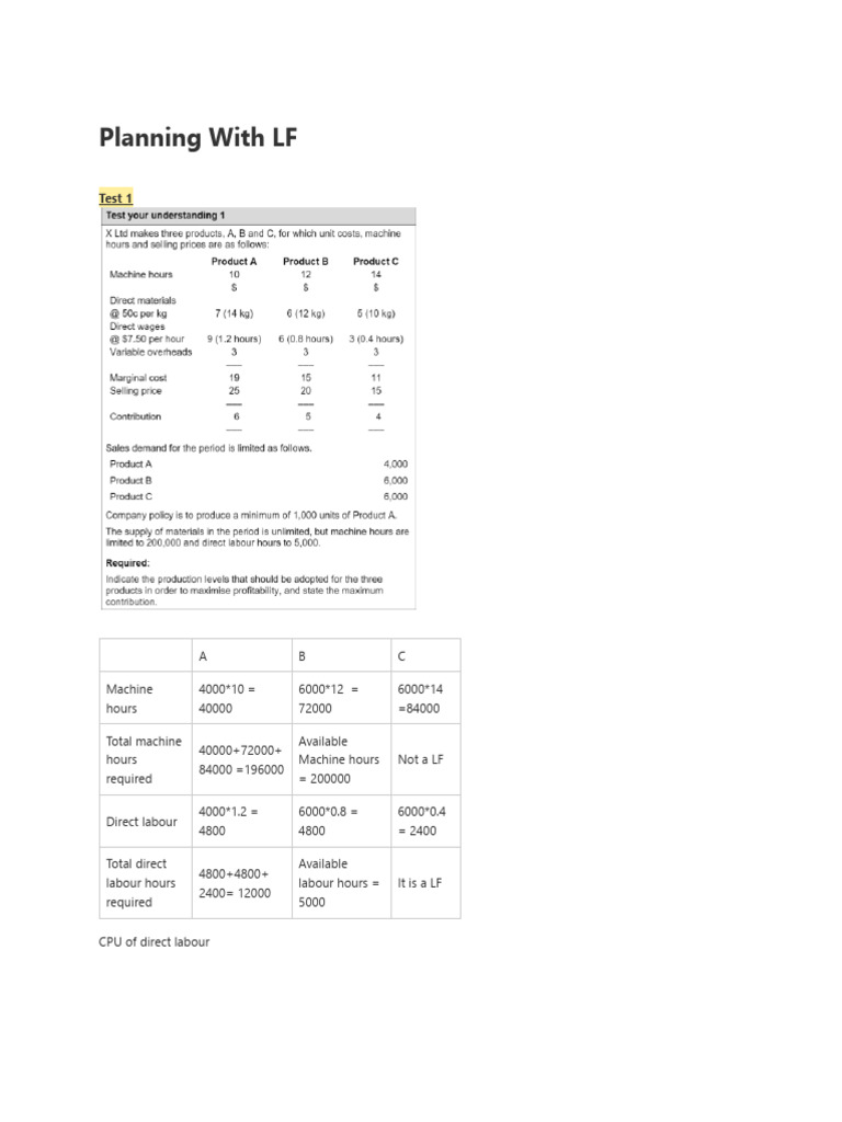 Planning With LF | PDF