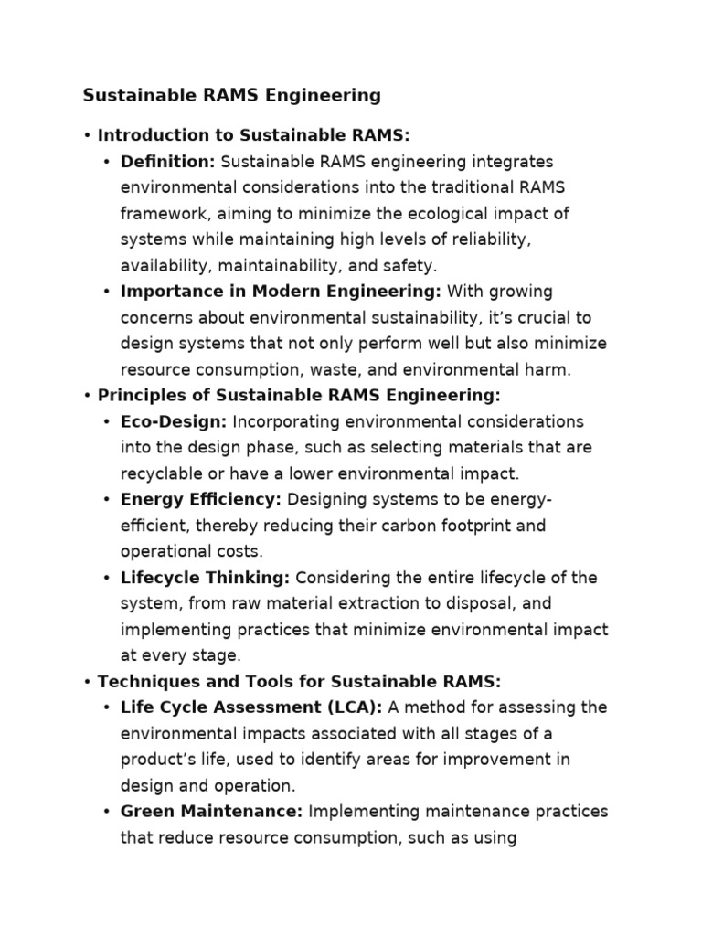 Sustainable RAMS Engineering | PDF