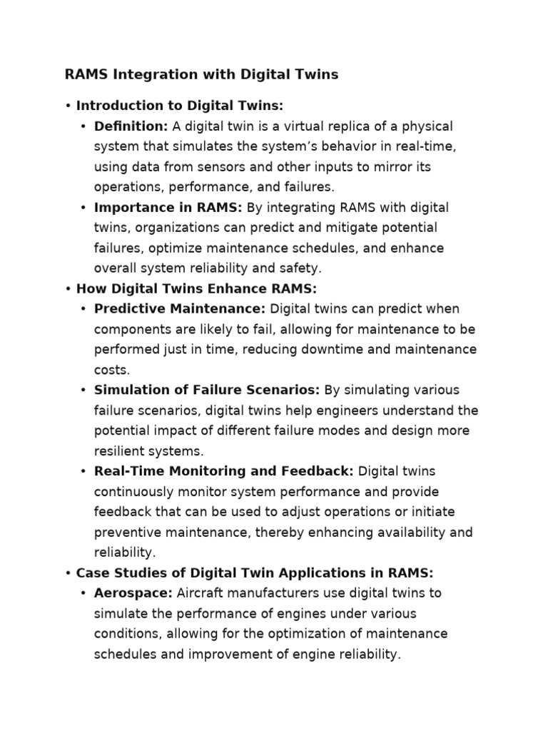RAMS Integration with Digital Twins | PDF