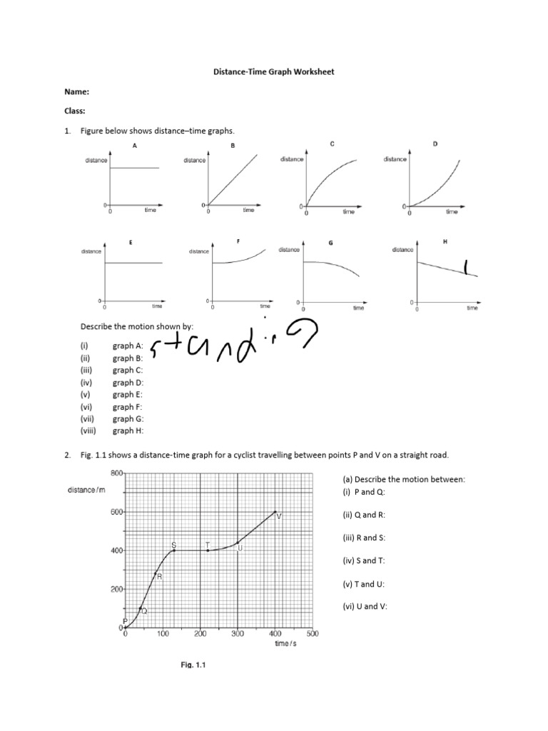 Distance-time Graph Worksheet | PDF