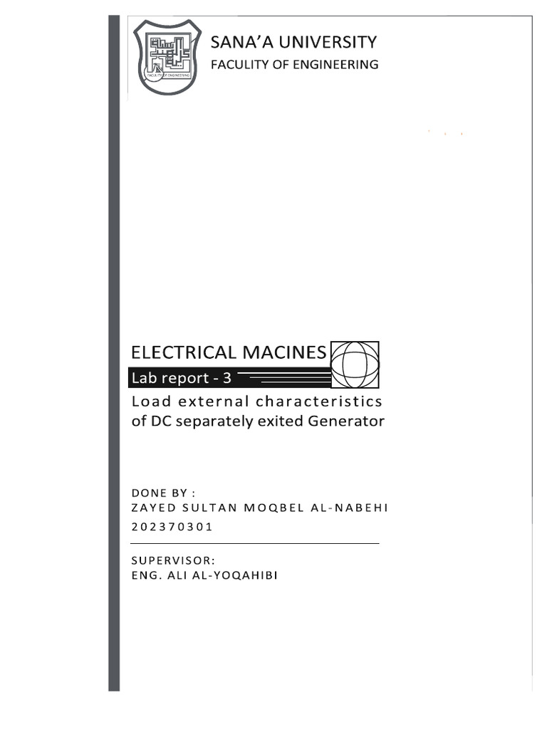 Load External Characteristics of A S.E DC Generator | PDF | Electric ...