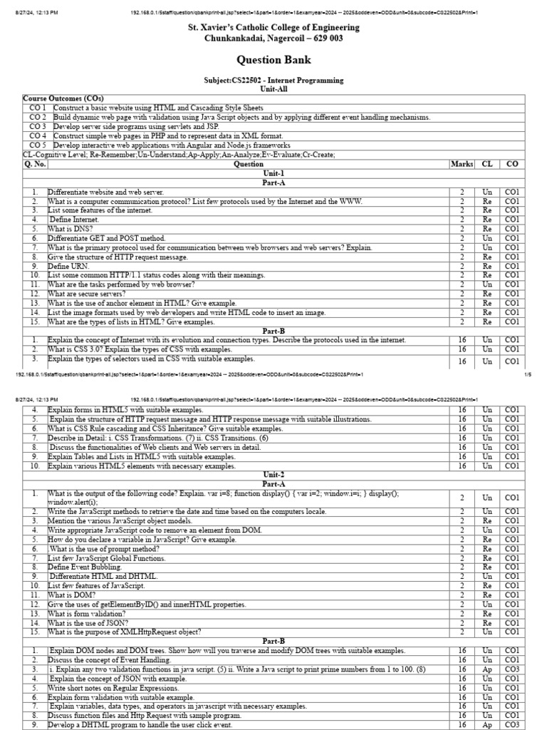 Questionbank FINAL | PDF