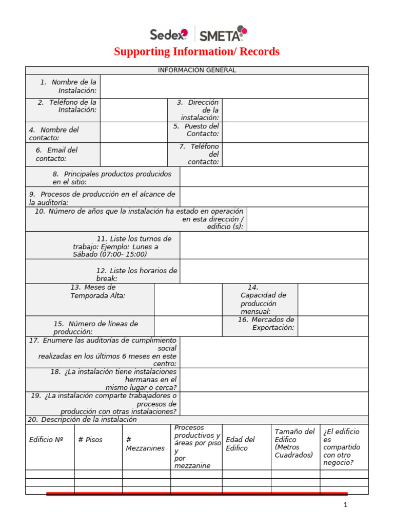 Informacion General - SMETA 4P | PDF