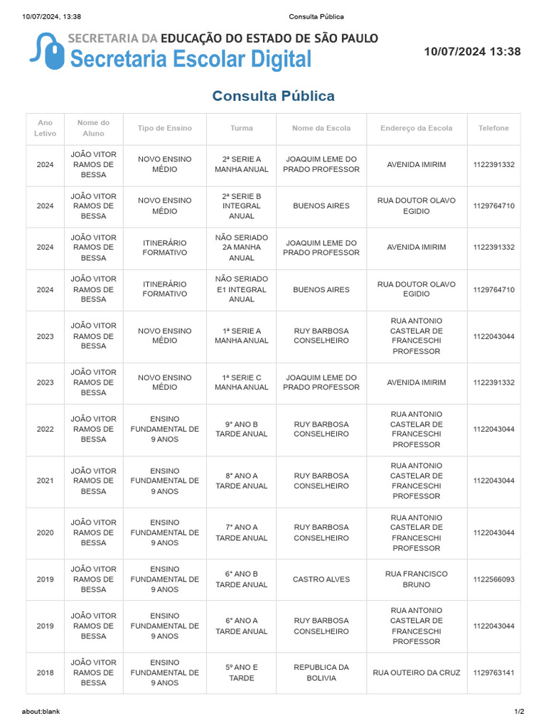 Consulta Pública Matricula | PDF