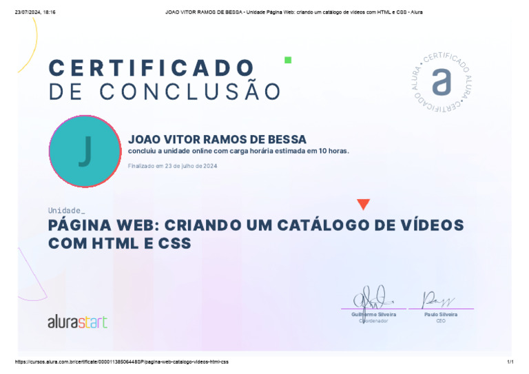 JOAO VITOR RAMOS DE BESSA - Unidade Página Web - Criando Um Catálogo de Vídeos Com HTML e CSS ...