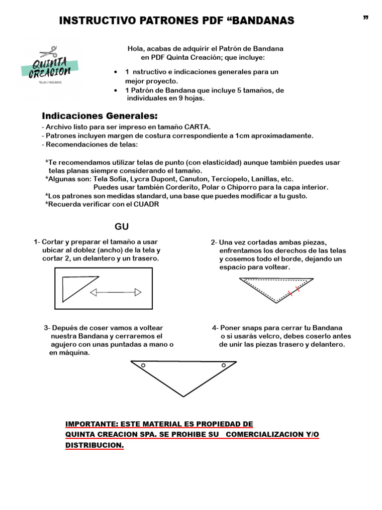 Bandanas 5 Tamaños QC | PDF