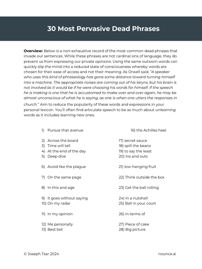 Dead Phrase Index | PDF