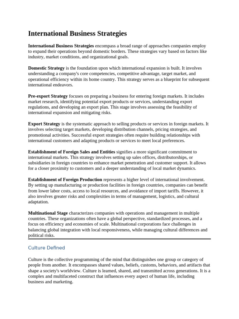 International Business Notes | PDF