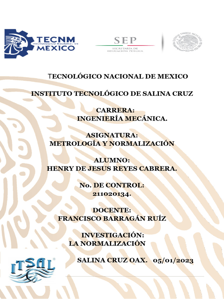Trabajo de Normalizacion de Reyes Cabrera Henry de Jesus 3B2 Mecanica | PDF