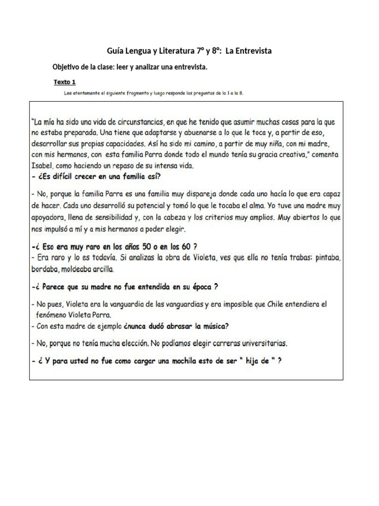 Guía Leng y Lit 23-08 7° y 8° | PDF