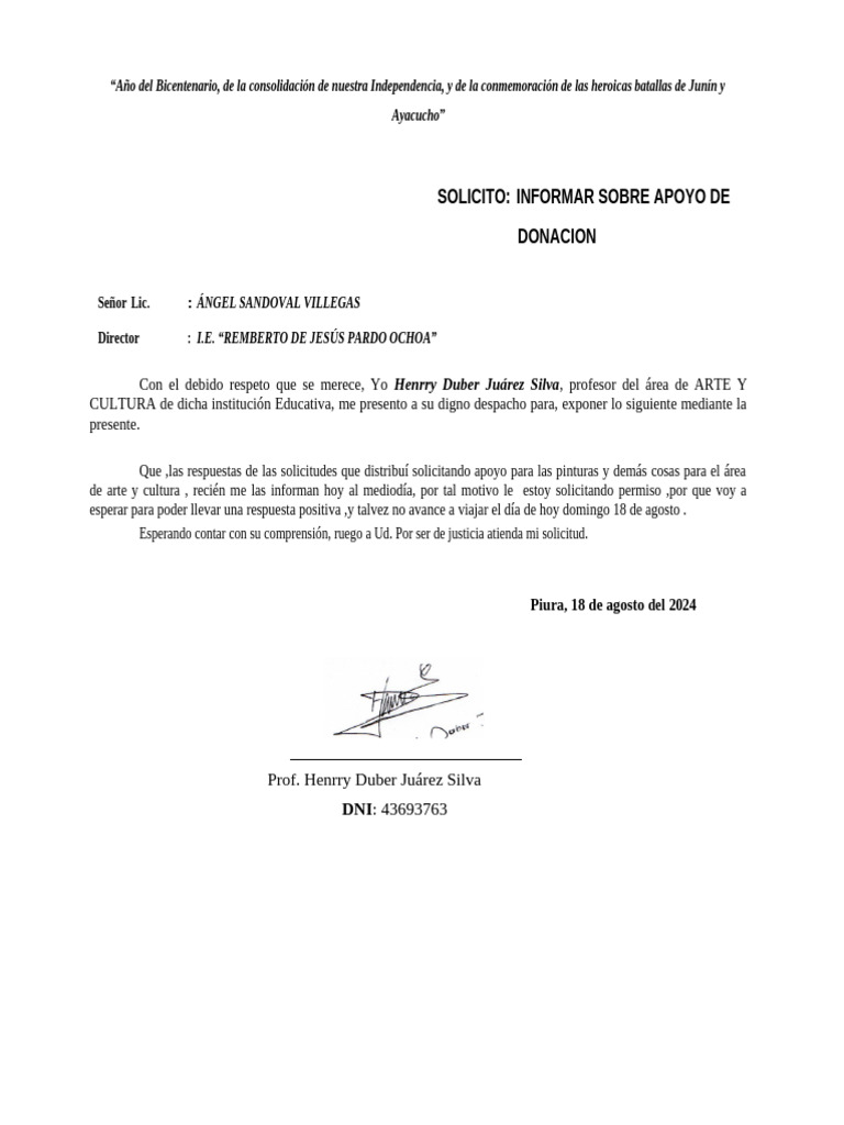 Solicitud de Donación | PDF