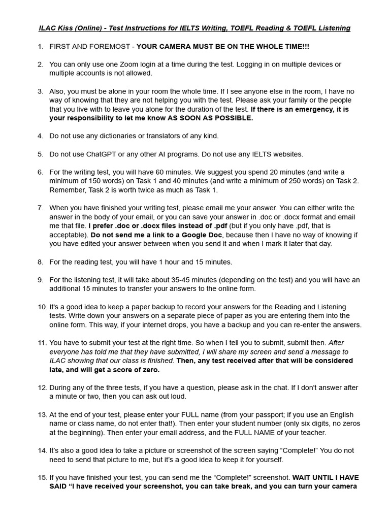 ILAC - Test Instructions (As of October 31st 2023) | PDF | Test Of ...