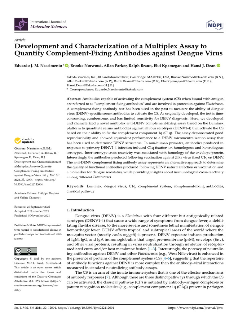 2021 Nascimento VLP Development and Characterization of A Multiplex Assay To Quantify Complement ...