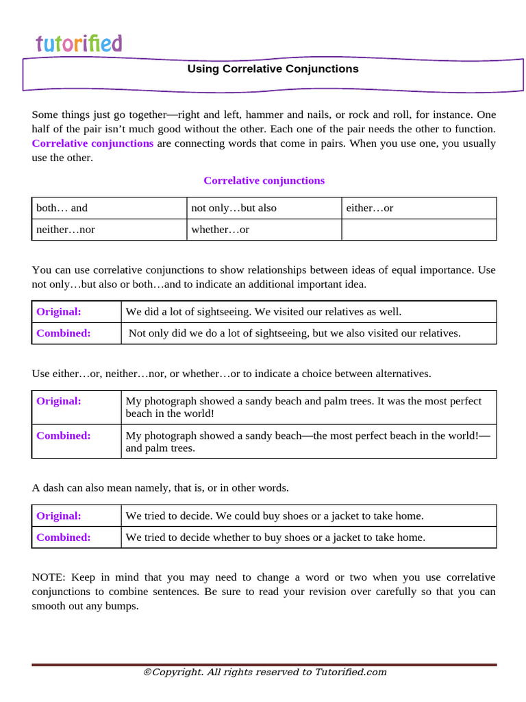 Using Correlative Conjunctions | PDF